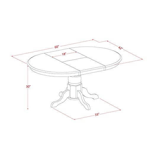 East West Furniture AVVA5-OAK-W Dining Set, Wood Seat