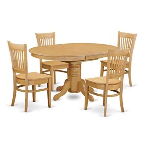 East West Furniture AVVA5-OAK-W Dining Set, Wood Seat