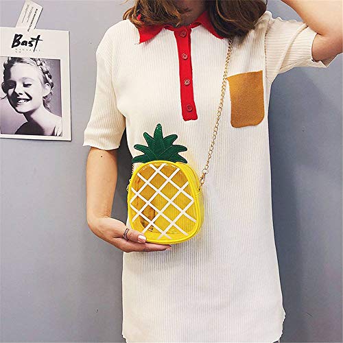 WILDFINDING Pineapple Messenger Bag,Small Fruit Shaped Crossbody Bag,Transparent Jelly Package Mini Shoulder Bag with Chain,Convenient Handbag for Female/Ladies/Girls, 17cm