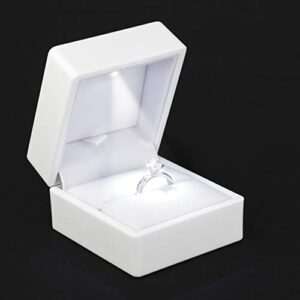 Noble Ring Box with Light - Unique LED Engagement Ring Box for Proposal Ring or Special Occasions (White)