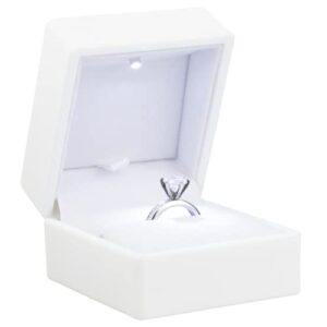 Noble Ring Box with Light - Unique LED Engagement Ring Box for Proposal Ring or Special Occasions (White)