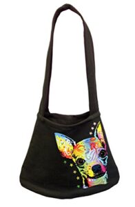 new neon chihuahua dog women’s black shoulder bag