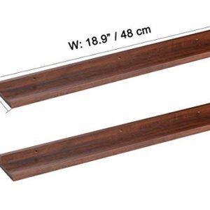 O&K FURNITURE Wall Shelf Display Floating Shelves (Teak, 18.9" Length, Set of 2)