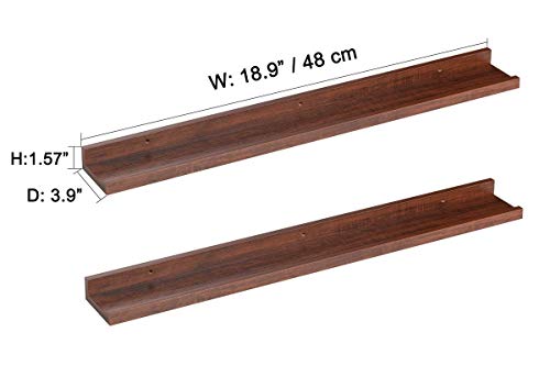 O&K FURNITURE Wall Shelf Display Floating Shelves (Teak, 18.9" Length, Set of 2)