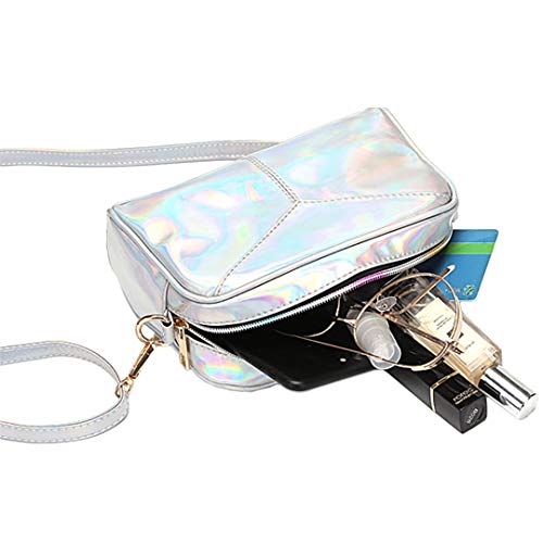 Gabrine Women Girls Casual Holographic Shoulder Bag Crossbody Handbag Clutch Purse for Wedding Banquet Party