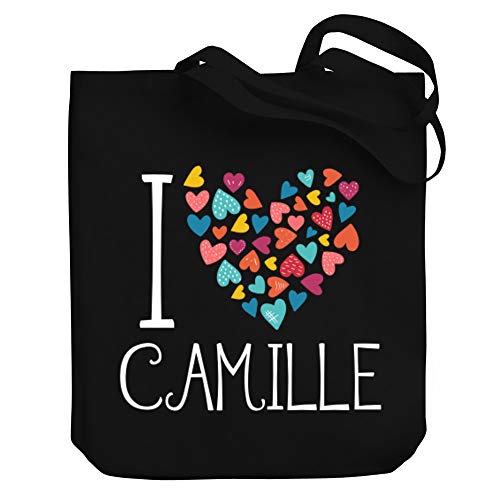 Teeburon I love Camille colorful hearts Canvas Tote Bag 10.5" x 16" x 4"