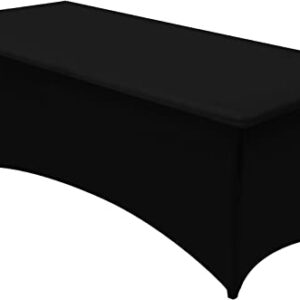 Utopia Kitchen Spandex Tablecloth 1 Pack [8FT, Black] Tight, Fitted, Washable and Wrinkle Resistant Stretch Rectangular Patio Table Cover for Event, Wedding & Parties [96Lx30Wx30H Inch]