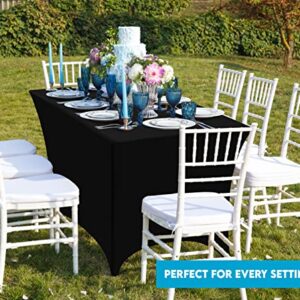 Utopia Kitchen Spandex Tablecloth 1 Pack [8FT, Black] Tight, Fitted, Washable and Wrinkle Resistant Stretch Rectangular Patio Table Cover for Event, Wedding & Parties [96Lx30Wx30H Inch]