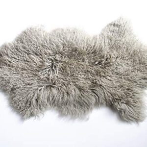 February Snow Deluxe Home Decorative Curly Fur Soft Plush 100% Real Genuine Mongolian (Tibetan) Lamb Wool Rug/Carpet/ (Grey)