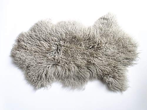 February Snow Deluxe Home Decorative Curly Fur Soft Plush 100% Real Genuine Mongolian (Tibetan) Lamb Wool Rug/Carpet/ (Grey)