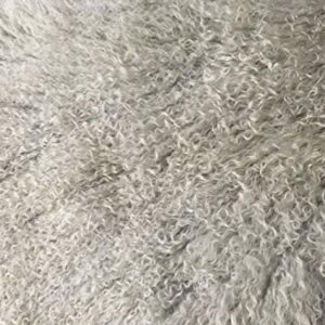 February Snow Deluxe Home Decorative Curly Fur Soft Plush 100% Real Genuine Mongolian (Tibetan) Lamb Wool Rug/Carpet/ (Grey)