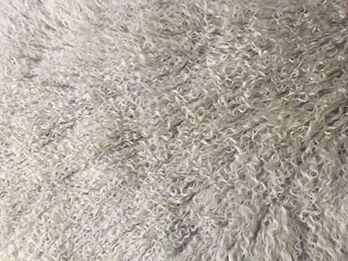 February Snow Deluxe Home Decorative Curly Fur Soft Plush 100% Real Genuine Mongolian (Tibetan) Lamb Wool Rug/Carpet/ (Grey)