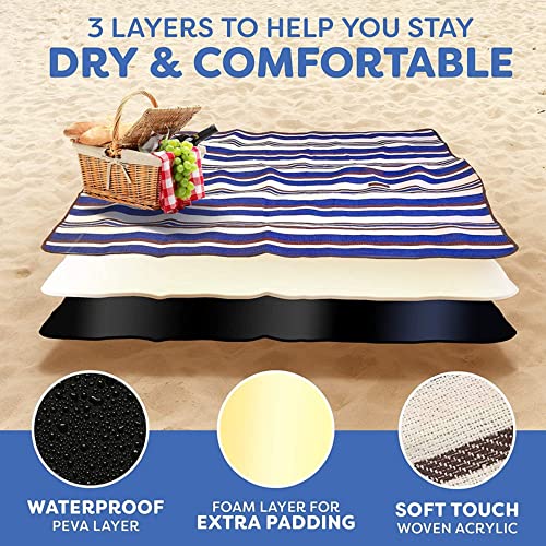 Scuddles SC-CM-01 Extra Large Picnic & Outdoor Dual Layers for Outdoor Water-Resistant Handy Mat Tote Spring Summer Camping Blanket for The Beach