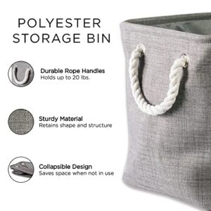 DII Polyester Storage Bin, Gold Metallic Collection Collapsible with Handles, Medium, Natural Off-White