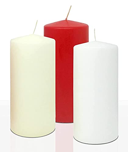 HYOOLA Ivory Pillar Candles 4x8 Inch - Unscented Pillar Candles - 2-Pack - European Made