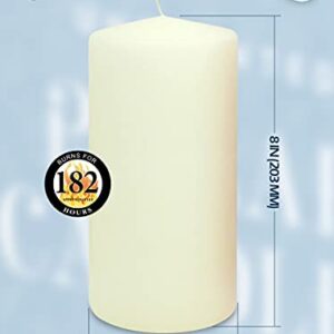 HYOOLA Ivory Pillar Candles 4x8 Inch - Unscented Pillar Candles - 2-Pack - European Made