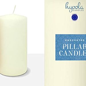 HYOOLA Ivory Pillar Candles 4x8 Inch - Unscented Pillar Candles - 2-Pack - European Made