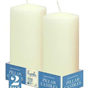 HYOOLA Ivory Pillar Candles 4x8 Inch - Unscented Pillar Candles - 2-Pack - European Made