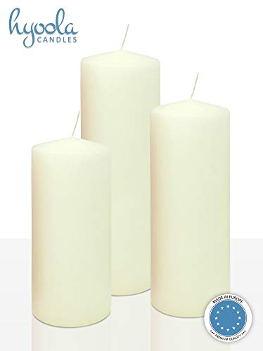 Hyoola Ivory Pillar Candles 3x9 Inch - Unscented Pillar Candles - 4-Pack - European Made