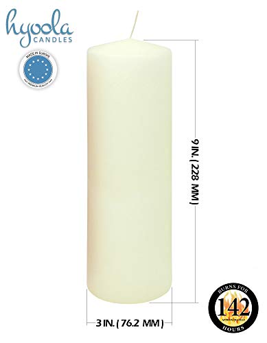 Hyoola Ivory Pillar Candles 3x9 Inch - Unscented Pillar Candles - 4-Pack - European Made