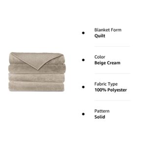 Sunbeam Velvet Plush Heated Throw Beige Cream