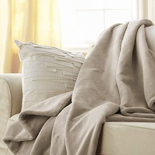 Sunbeam Velvet Plush Heated Throw Beige Cream