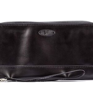 Big Skinny Women's Panther Leather Clutch Slim Wallet, Holds Up to 40 Cards, Black