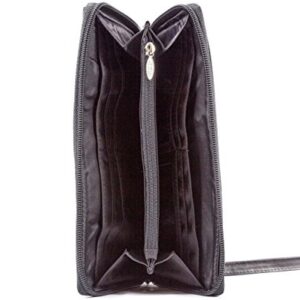 Big Skinny Women's Panther Leather Clutch Slim Wallet, Holds Up to 40 Cards, Black