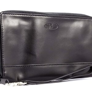 Big Skinny Women's Panther Leather Clutch Slim Wallet, Holds Up to 40 Cards, Black