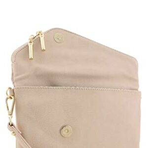 FashionPuzzle Envelope Wristlet Clutch Crossbody Bag with Chain Strap (Nude) One Size