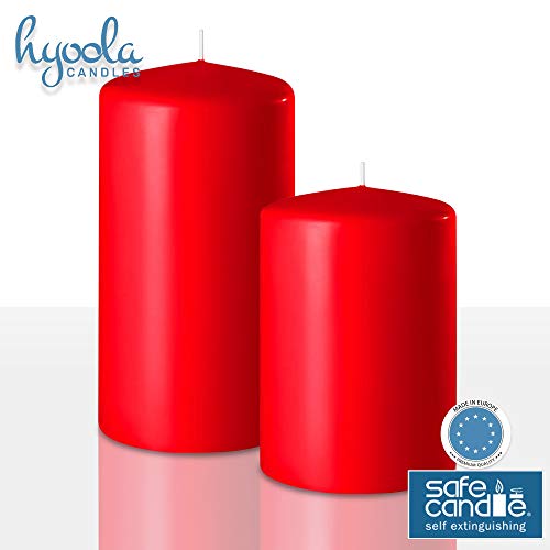 Hyoola Red Pillar Candles 2x3 Inch - Unscented Pillar Candles - Set of 4 - European Made