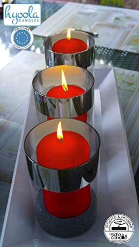 Hyoola Red Pillar Candles 2x3 Inch - Unscented Pillar Candles - Set of 4 - European Made