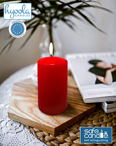 Hyoola Red Pillar Candles 2x3 Inch - Unscented Pillar Candles - Set of 4 - European Made