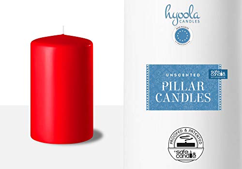 Hyoola Red Pillar Candles 2x3 Inch - Unscented Pillar Candles - Set of 4 - European Made