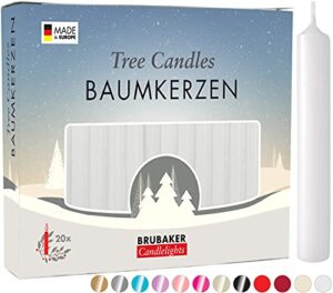 brubaker tree candles – pack of 20 – white – 3¾ x ½ inches (9.5 x 1.27cm) – made in europe – pyramids, carousels & chimes