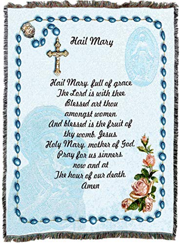 Pure Country Weavers Hail Mary Prayer with Rosary Beads Blanket - Religious Gift Tapestry Throw Woven from Cotton - Made in The USA (72x54)