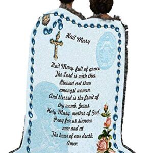 Pure Country Weavers Hail Mary Prayer with Rosary Beads Blanket - Religious Gift Tapestry Throw Woven from Cotton - Made in The USA (72x54)