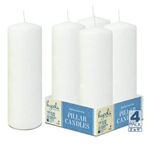 hyoola white pillar candles 3×9 inch – unscented pillar candles – 4-pack – european made