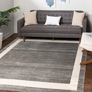 Unique Loom Del Mar Collection Area Rug-Transitional Inspired with Modern Contemporary Design, Square 8' 0" x 8' 0", Gray/Ivory