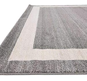 Unique Loom Del Mar Collection Area Rug-Transitional Inspired with Modern Contemporary Design, Square 8' 0" x 8' 0", Gray/Ivory