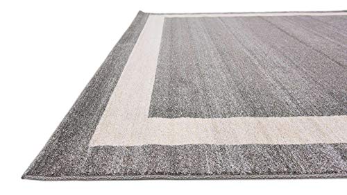 Unique Loom Del Mar Collection Area Rug-Transitional Inspired with Modern Contemporary Design, Square 8' 0" x 8' 0", Gray/Ivory