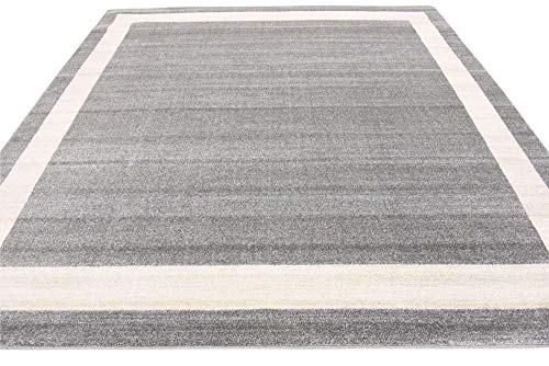 Unique Loom Del Mar Collection Area Rug-Transitional Inspired with Modern Contemporary Design, Square 8' 0" x 8' 0", Gray/Ivory