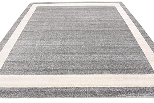 Unique Loom Del Mar Collection Area Rug-Transitional Inspired with Modern Contemporary Design, Square 8' 0" x 8' 0", Gray/Ivory