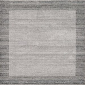 Unique Loom Del Mar Collection Area Rug-Transitional Inspired with Modern Contemporary Design, 8' 0 x 8' 0 Square, Light Gray/Beige