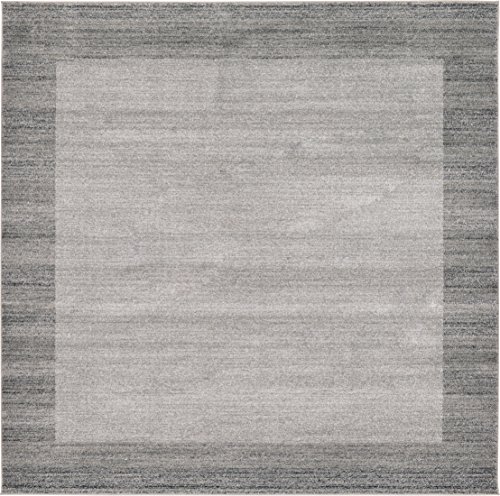 Unique Loom Del Mar Collection Area Rug-Transitional Inspired with Modern Contemporary Design, 8' 0 x 8' 0 Square, Light Gray/Beige