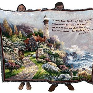 Pure Country Weavers Coastal Splendor Blanket by James Lee - I Am The Light of The World - Scriptures - John 8:12 - Religious Gift Tapestry Throw Woven from Cotton - Made in The USA (72x54)