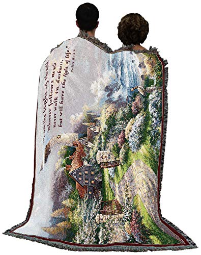 Pure Country Weavers Coastal Splendor Blanket by James Lee - I Am The Light of The World - Scriptures - John 8:12 - Religious Gift Tapestry Throw Woven from Cotton - Made in The USA (72x54)