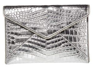 rebecca minkoff leo clutch, silver