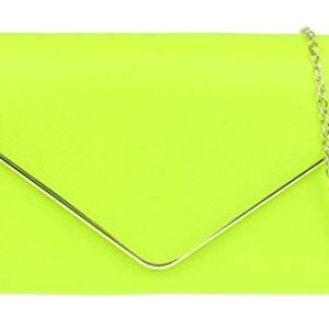 Girly HandBags Metallic Frame Clutch Bag (Neon Green)