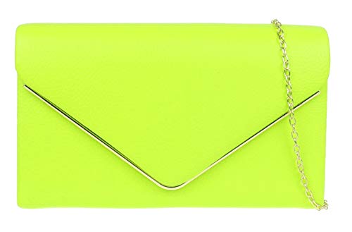 Girly HandBags Metallic Frame Clutch Bag (Neon Green)